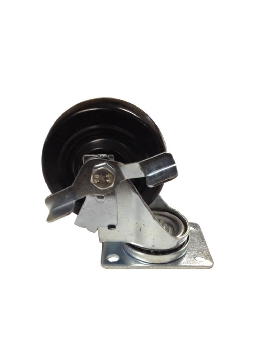 EZ Roll Casters 4 In. Rubber Caster with Brake Z-40-HR-S-SB - Acme Tools
