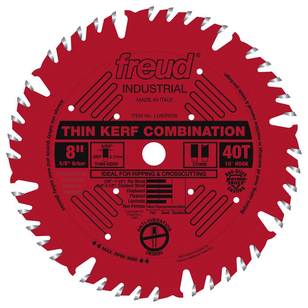 Freud 8 In. x 40T Thin Kerf Combination Blade LU83R008 - Acme Tools