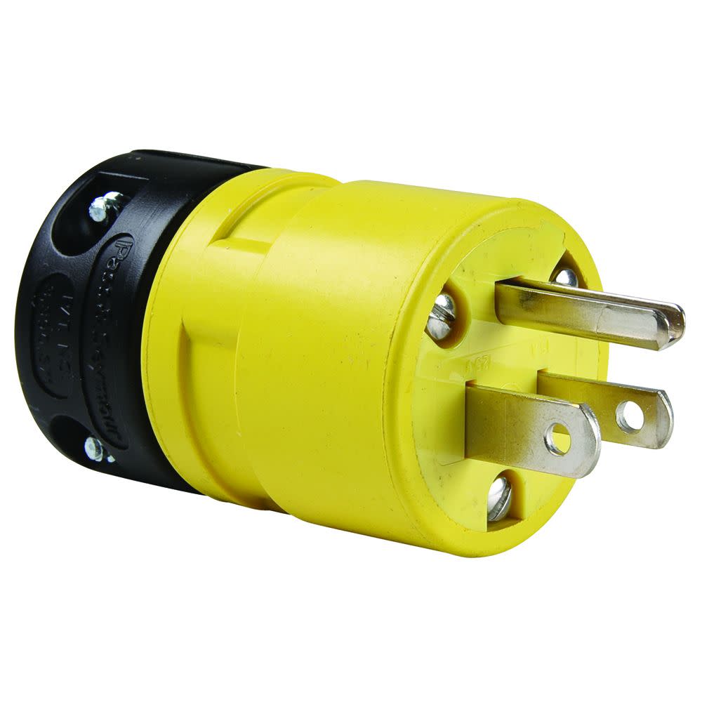 Waldom Electronics 125V 15A 2P 3 Wire NEMA 5-15 Yellow Straight Blade ...