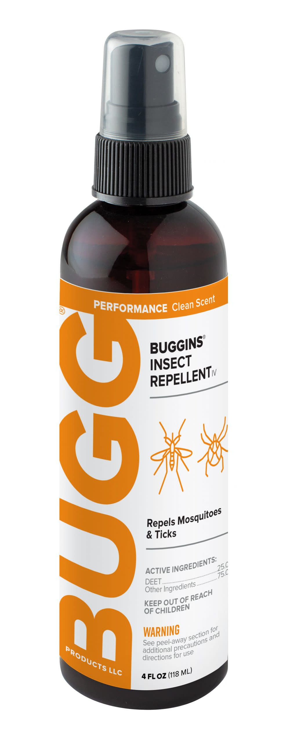 Buggins 4 Oz Pump Spray Performance Insect Repellent IV with 25 Percent ...