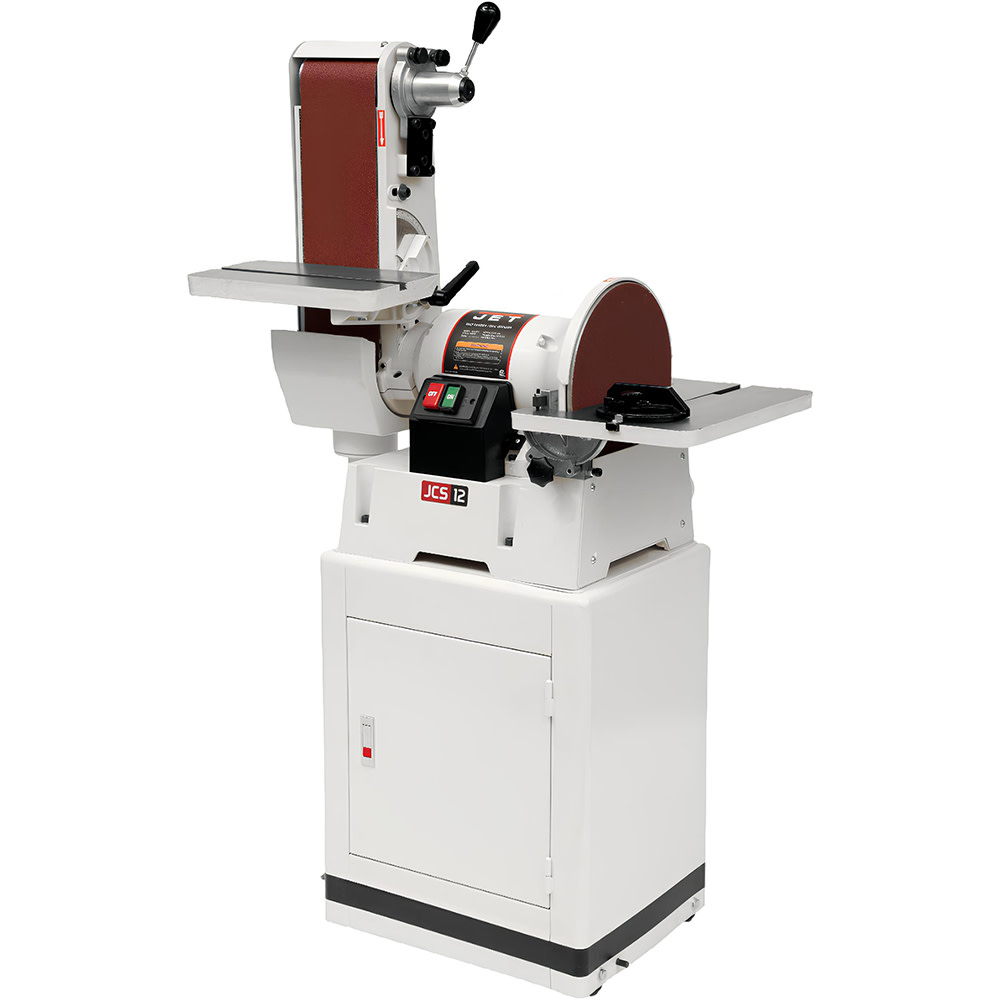 JET JSG-6CS 6 In. x 48 In. Belt / 12 In. Disc Sander with Closed Stand ...
