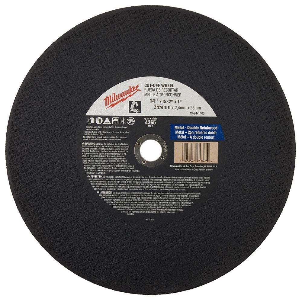 Milwaukee Chop Saw Cutting Wheel 14 In. x 3/32 In. x 1 In. 49-94-1405 ...