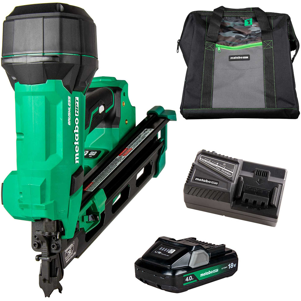 Metabo HPT 18V MultiVolt Cordless 30 3-1/2" Paper Tape Framing Nailer (1x4.0Ah) NR1890DCAM ...