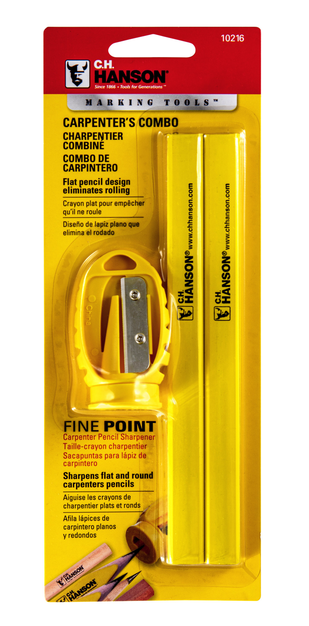 C H Hanson 2 Carpenter Pencils with 1 Sharpener 10216 - Acme Tools