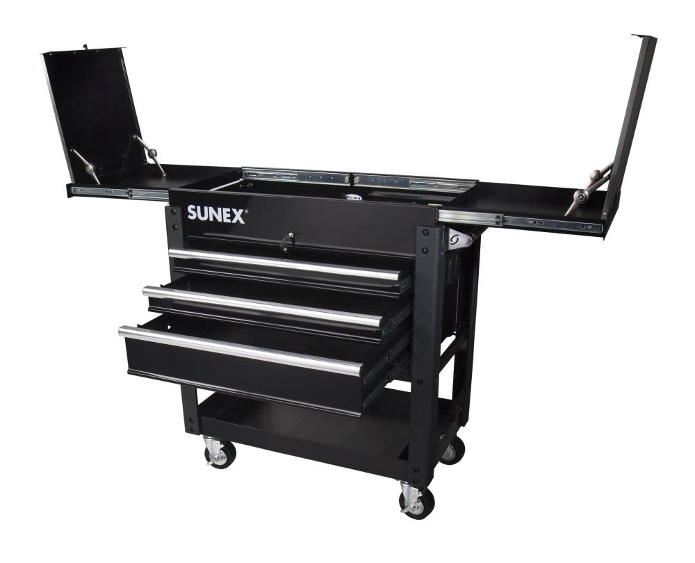 Sunex 3 Drawer Slide Top Utility Cart with Power - Black 8035XTBK ...