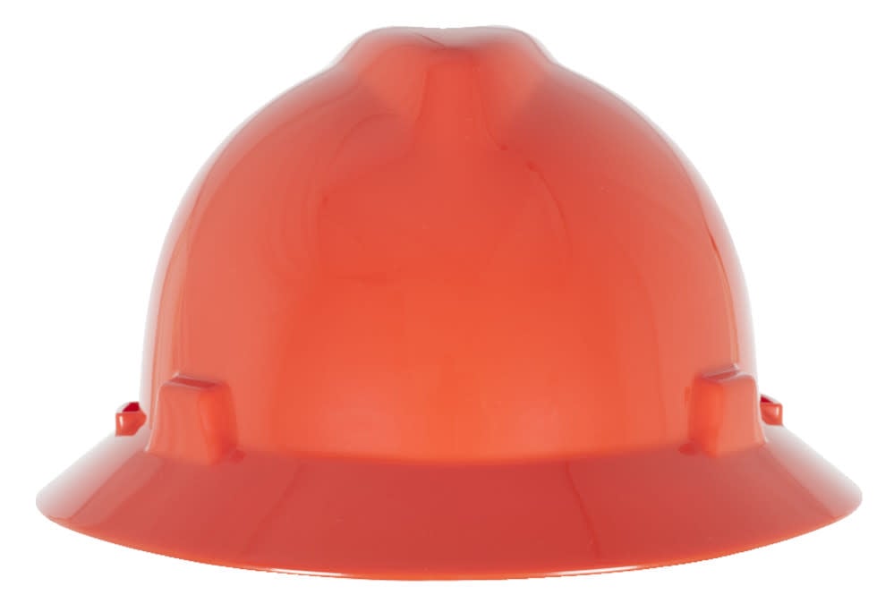 MSA Safety Works V Gard Slotted Full Brim Hard Hat Orange with Staz On ...