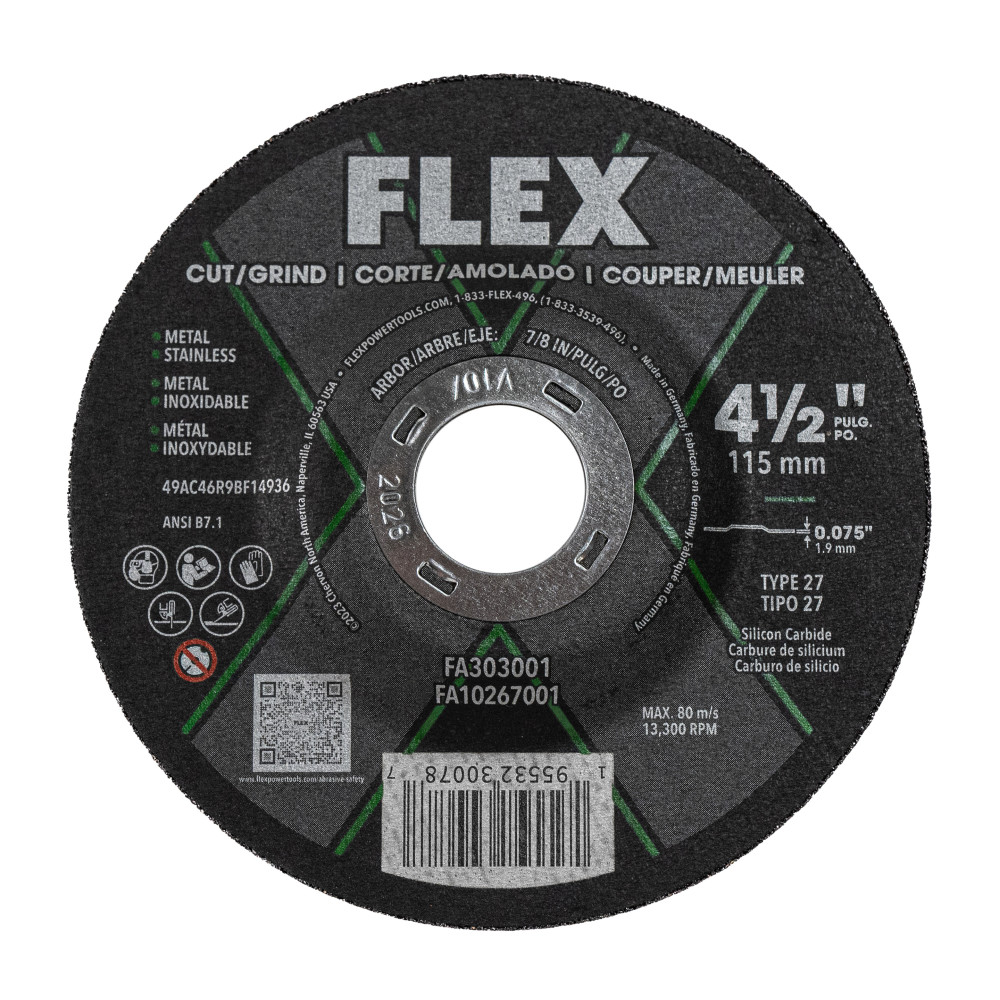 FLEX 4-1/2 Inch Combo Cut/Grind Disc 10pk FA303001-10 - Acme Tools