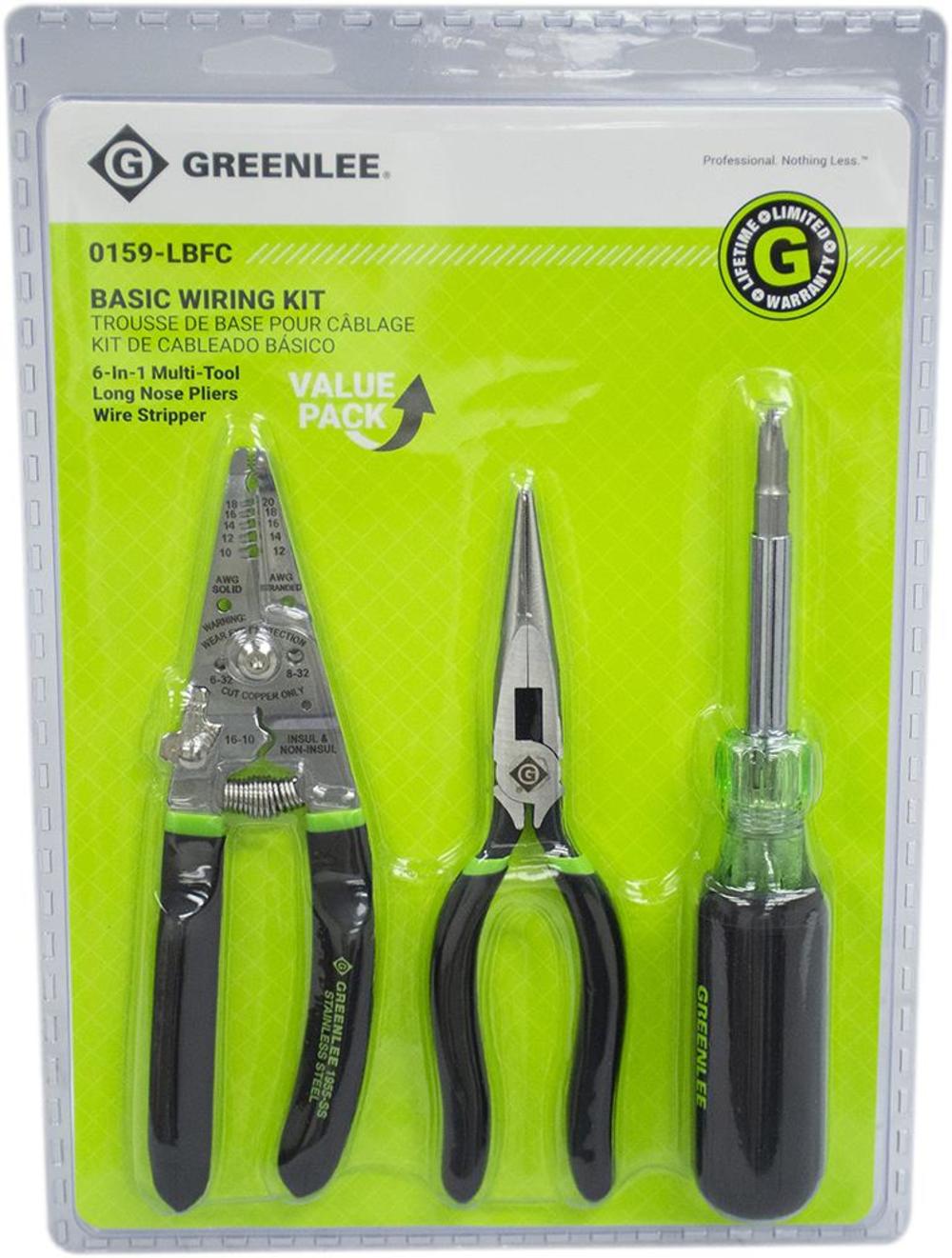 Greenlee Basic Wiring Kit Household 3pc 0159-LBFC - Acme Tools