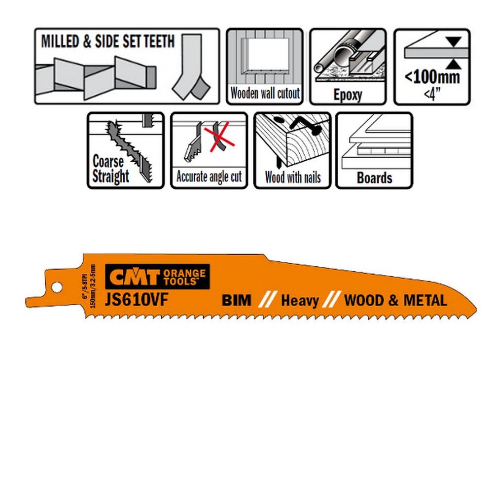 CMT Bi Metal Recip Blade JS610VF-5 - Acme Tools