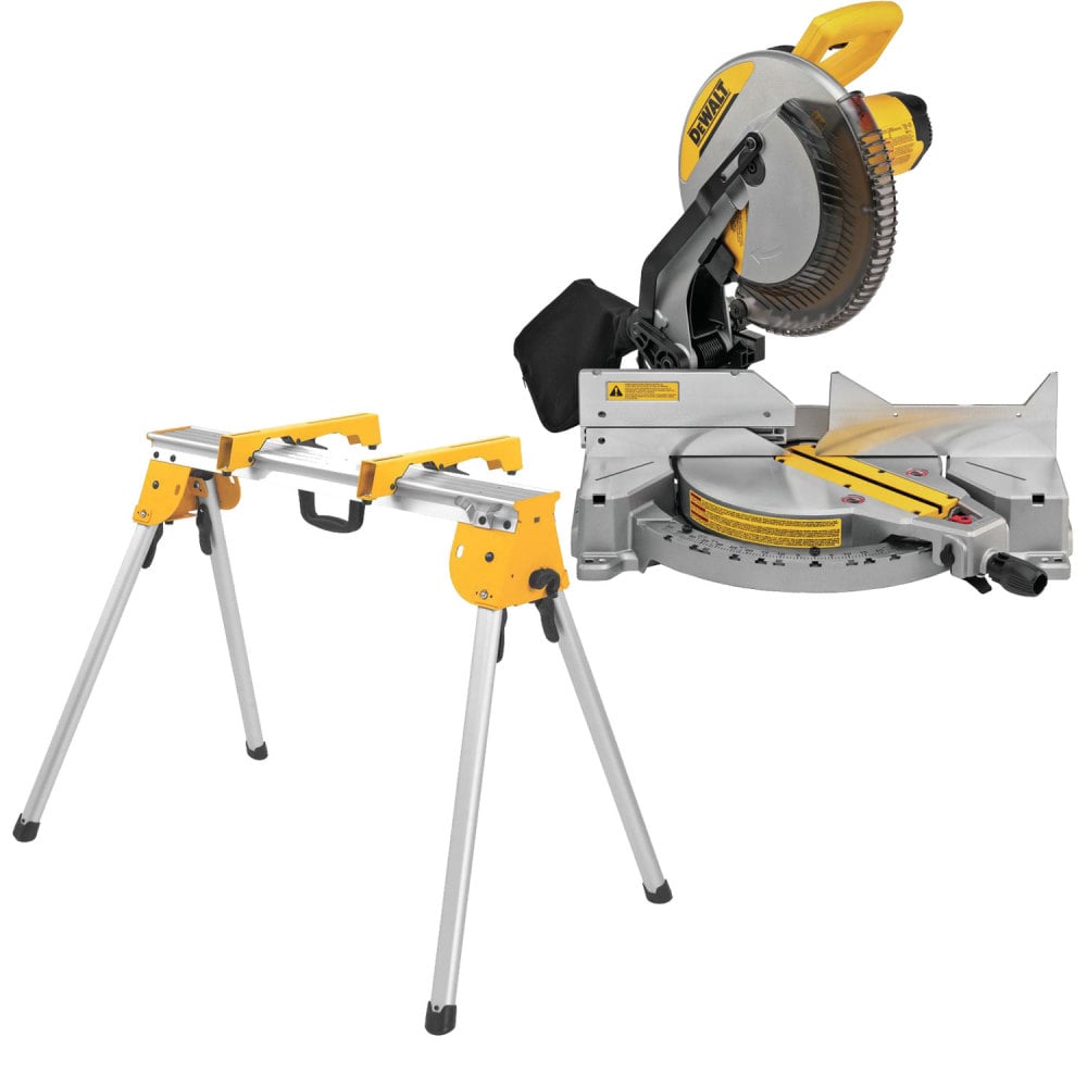 DEWALT 12-in 15-Amp Single Bevel Compound Miter Saw and Heavy Duty Work ...