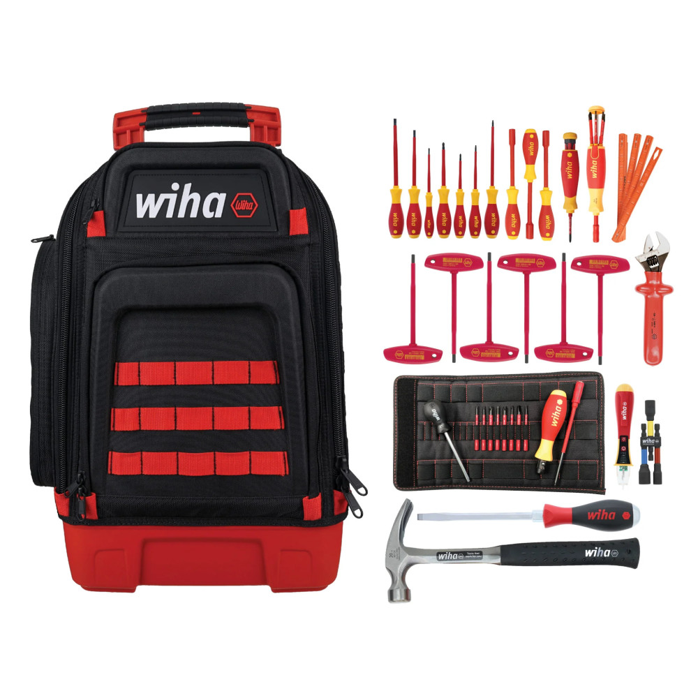 Wiha Insulated Electricians Tool Kit in Heavy Duty Backpack, 48 Piece ...