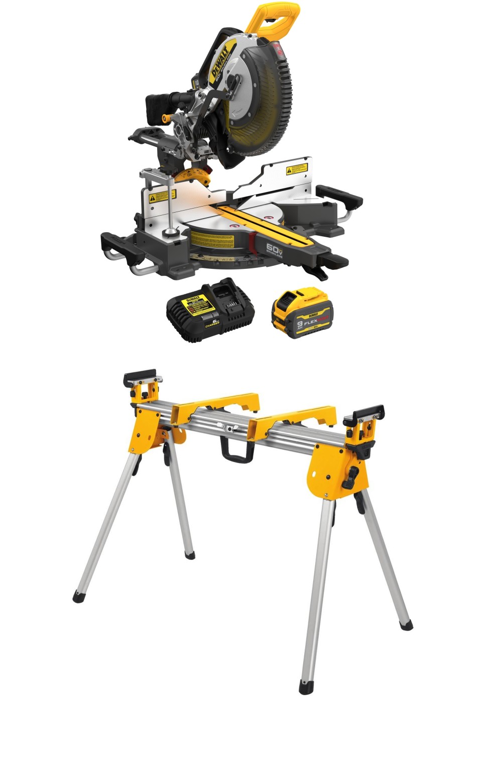 DEWALT 12 Inch 60V Sliding Miter Saw Kit & Compact Miter Saw Stand ...