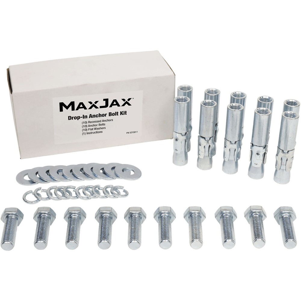 MaxJax 16500 Lbs 7/8 Inch Carbon Steel Anchor Bolt Kit with Fasteners ...