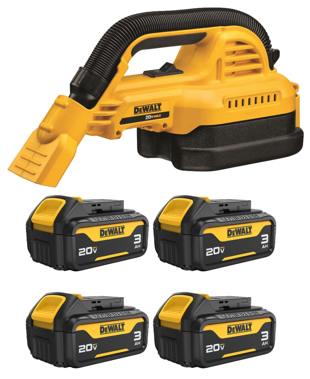 DEWALT 20 V MAX 1/2 Gallon Wet/Dry Portable Vac with 20V MAX 3Ah ...