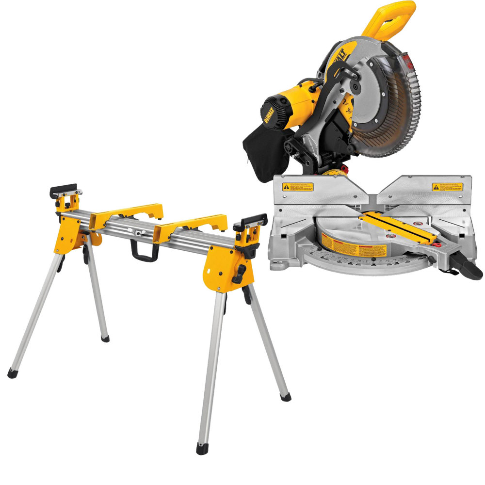 DEWALT 12 Inch 15 Amp Dual Bevel Compound Miter Saw & Saw Stand Bundle ...
