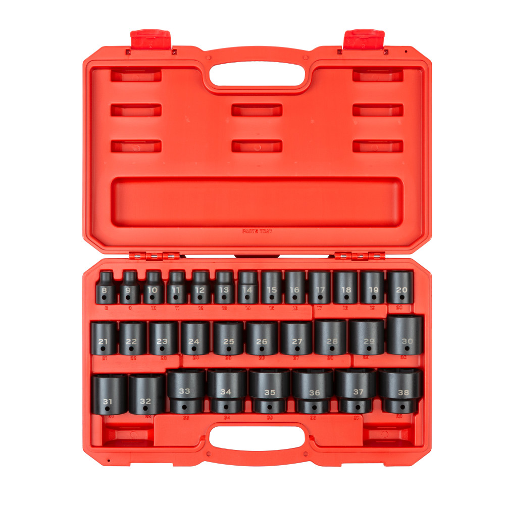Tekton 1/2 Inch 6 Point Impact Socket Set Case, 31 Piece (8-38 mm ...