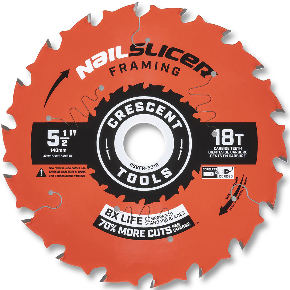 Crescent Circular Saw Blade 5 1/2in x 18 Tooth NailSlicer Framing CSBFR ...
