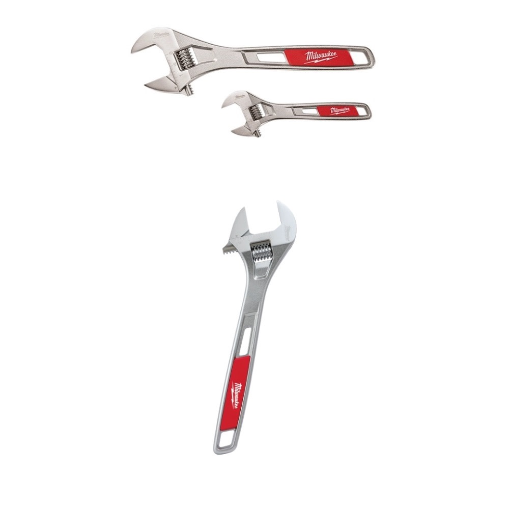 Milwaukee 2 Piece 6 and 10 Inch Wrench Set, 12 Inch Adjustable Wrench ...