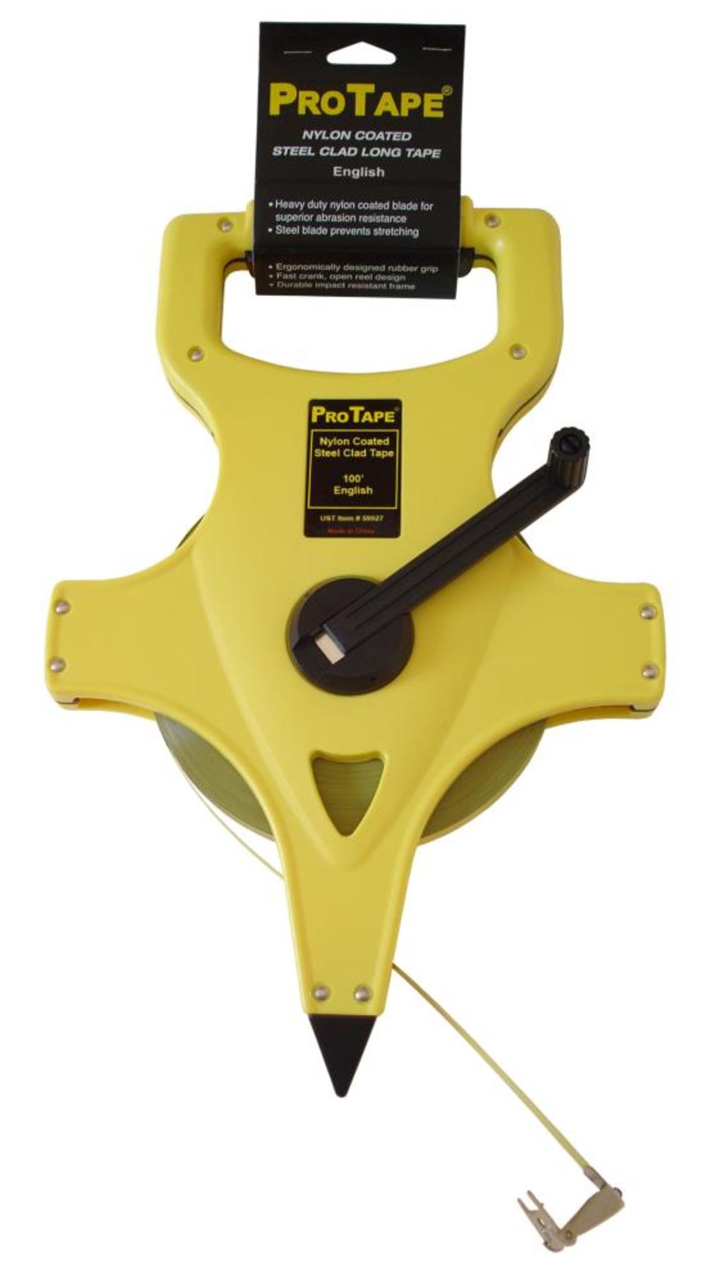 US Tape 100 Ft. Open Reel Long Tape with Nylon Clad Steel English Blade ...