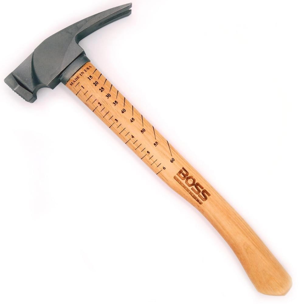 Boss Hammers 12oz Titanium Head Milled Face Hammer with Hickory Handle ...