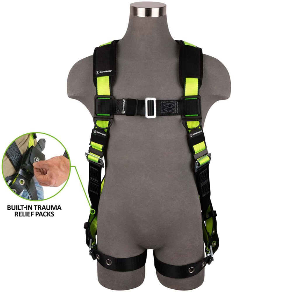 Safewaze PRO Full Body Harness: 1D, MB Chest, TB Legs, Trauma relief 023-1240 - Acme Tools