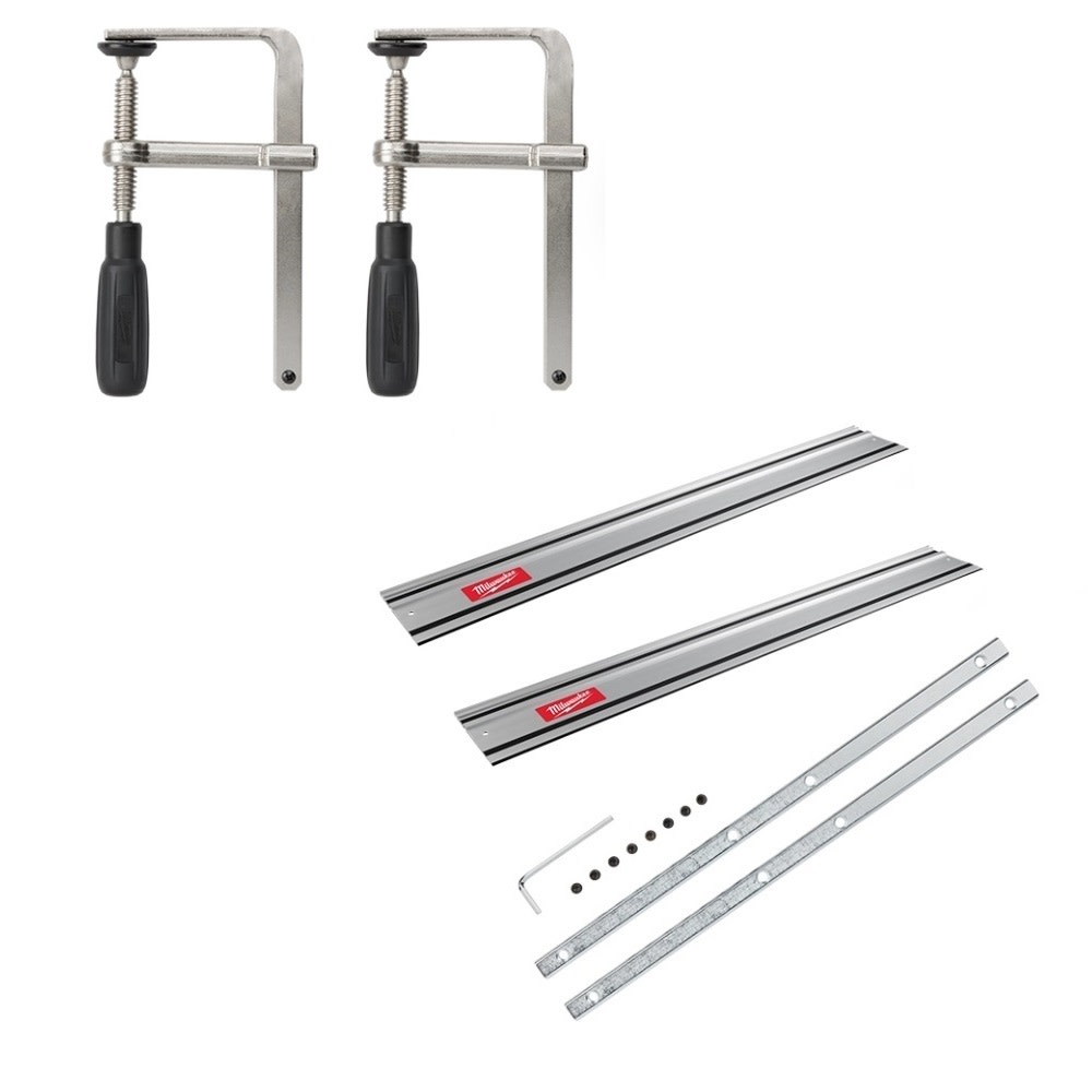 Milwaukee Guide Rail Clamps, 55 Inch Guide Rail - 2 Pack with Connector ...