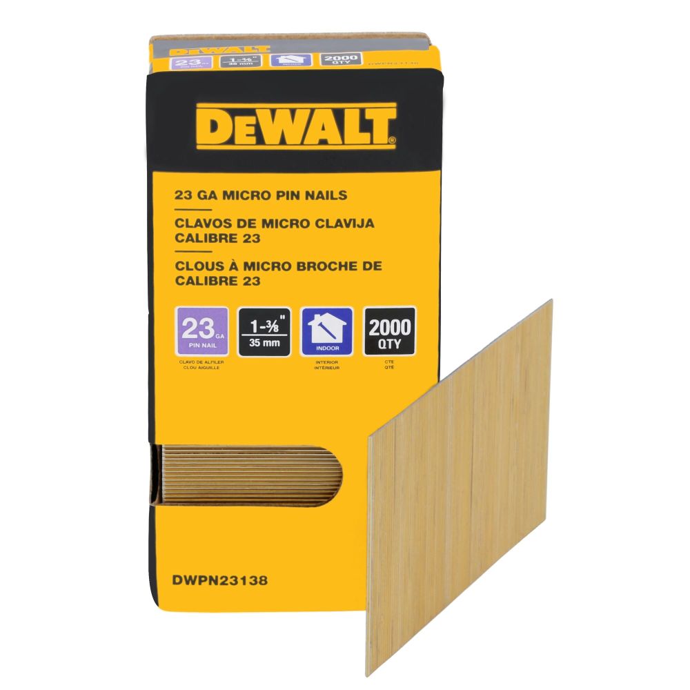 DEWALT 1-3/8 Inch 23 Gauge, Pin Nail, Chisel Point, 2000 Pieces ...