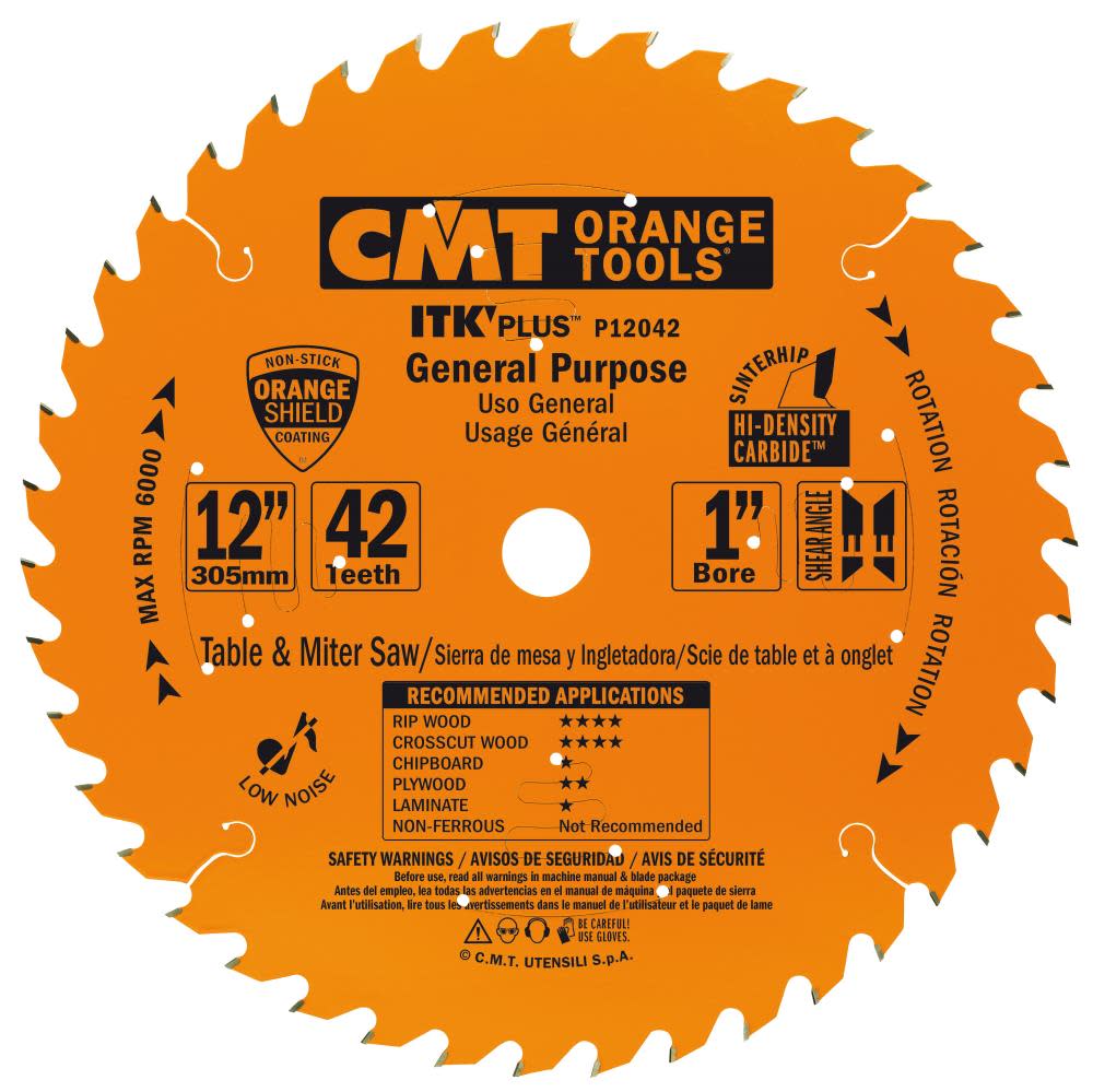 CMT ITK Plus General Purpose 12In x 42T x 1In P12042 - Acme Tools