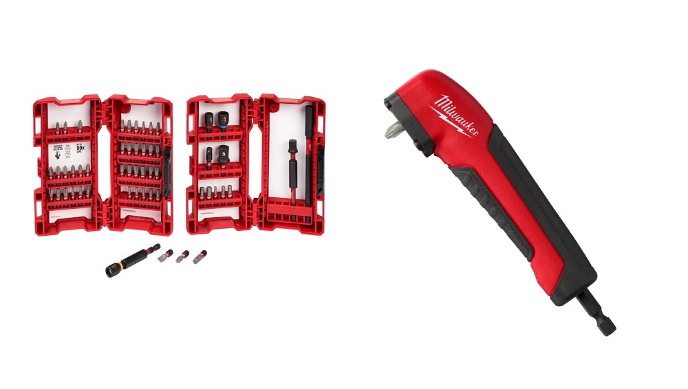 Milwaukee SHOCKWAVE Right Angle Adapter and 55pc Impact Drill and Drive ...