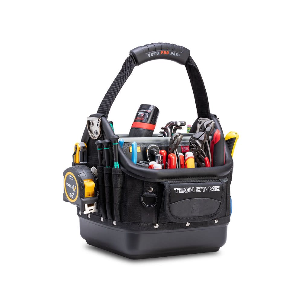 Veto Pro Pac Compact Deep Base Open-Top Tech Tool Bag, Black TECH OT-MD ...