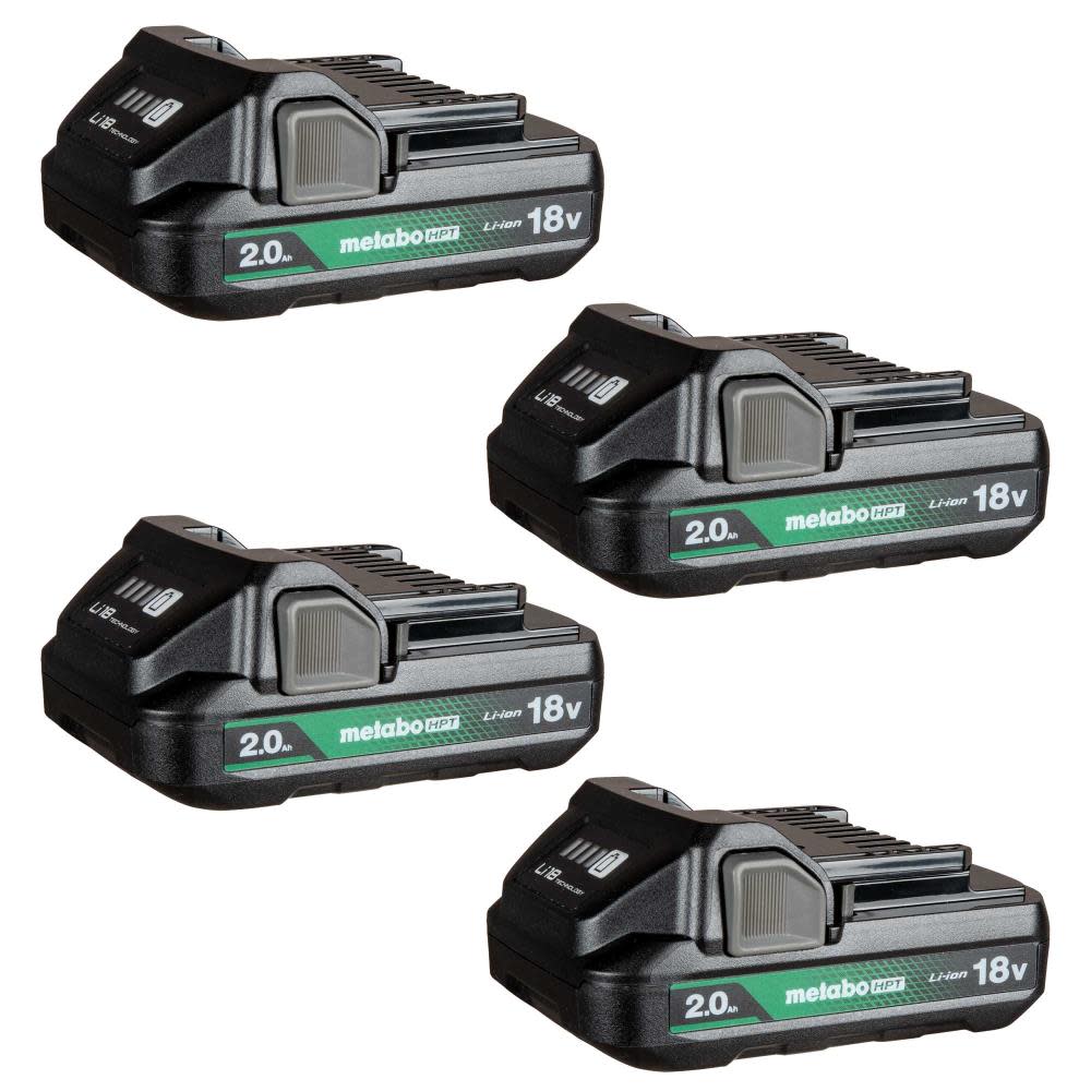 Metabo HPT 18 Volt 2.0Ah Lithium Ion 4 Pack Battery with Fuel Gauge ...