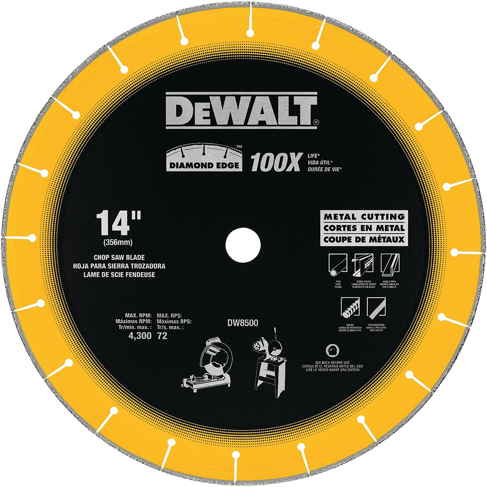 DEWALT 14 Inch Segmented Rim Diamond Edge Chop Saw Blade for Metal ...