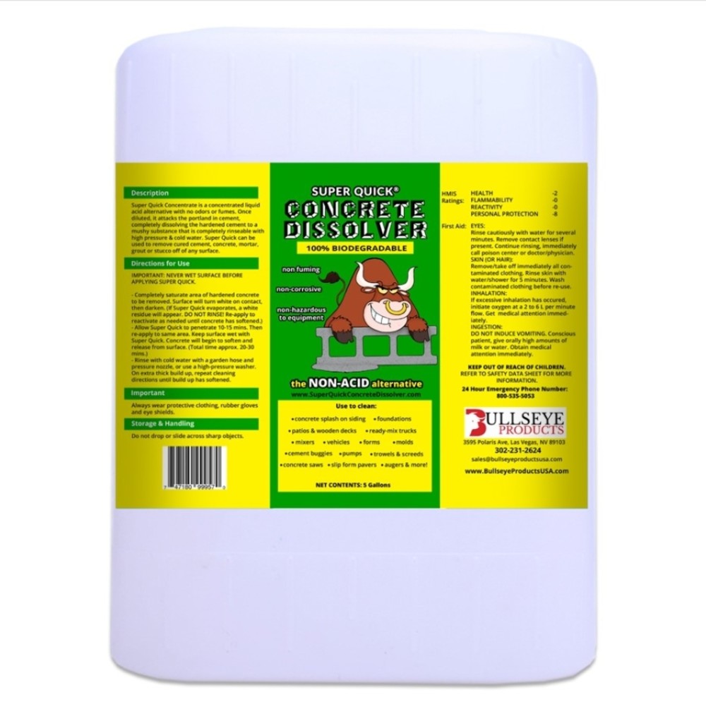 Bullseye Products Super Quick Concrete Dissolver 5 Gallon SC1010-FG - Acme Tools