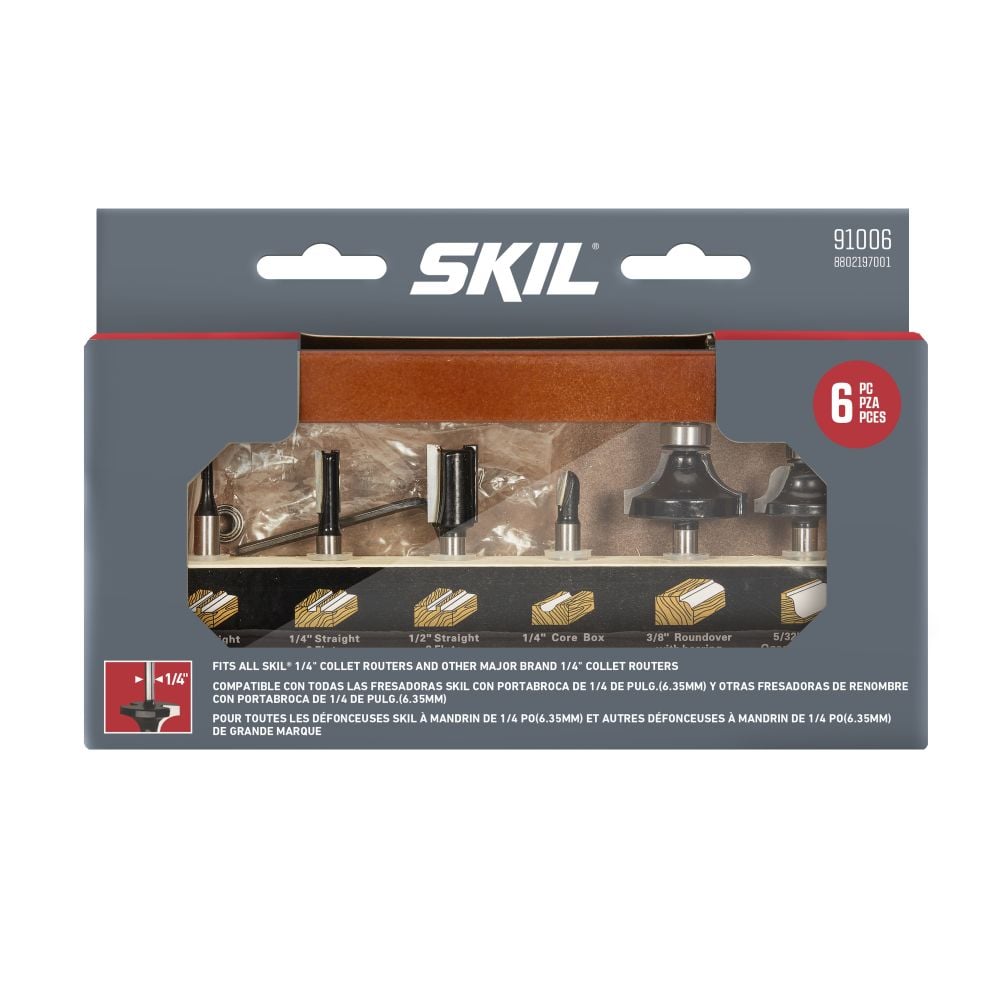 SKIL Router Bit 6 Piece Set with Instructions 91006 - Acme Tools