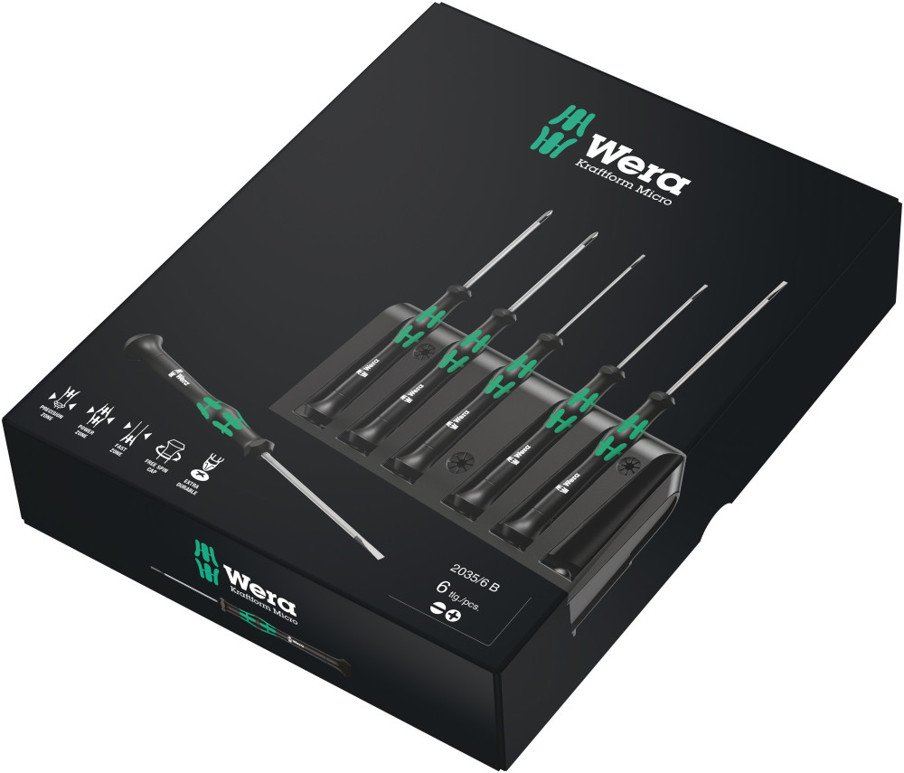 Wera Tools 6pc 2035/6 B Micro Screwdriver Set with Rack 05118152001 ...