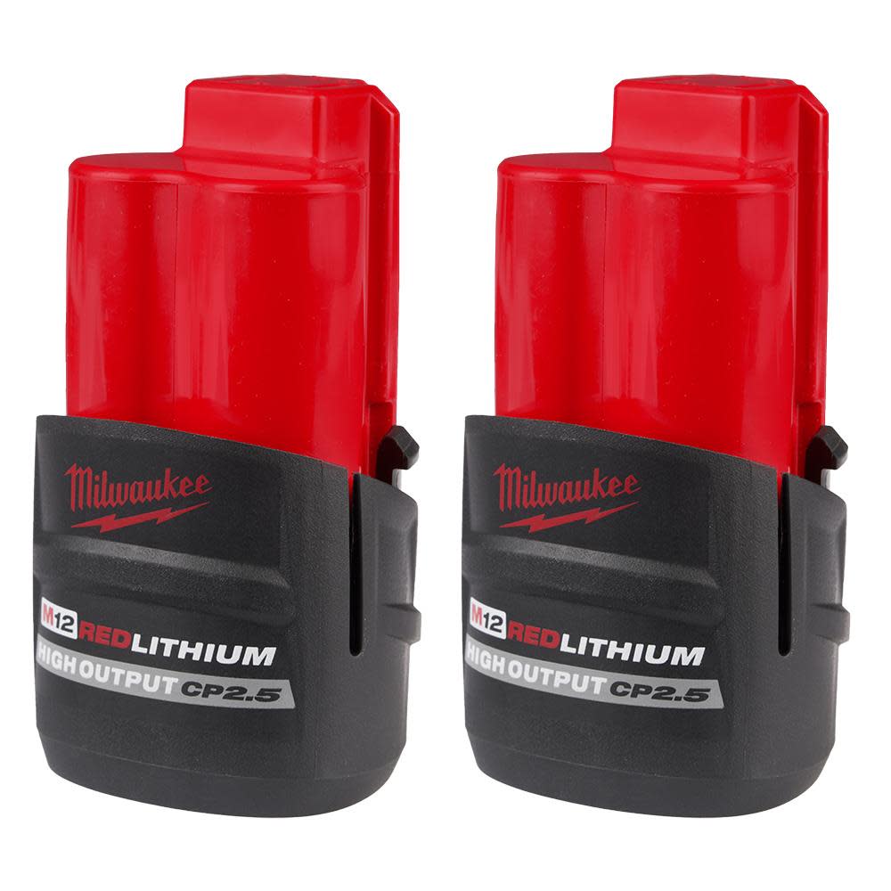 Milwaukee M12 HIGH OUTPUT CP2.5 Battery 2PK 48-11-2425S from Milwaukee ...