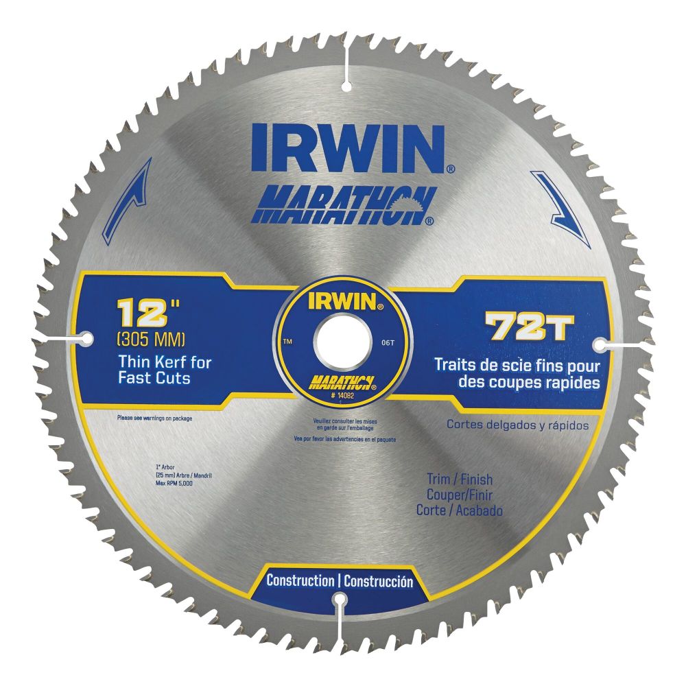 Irwin Marathon Carbide Table / Miter Circular Blade 12in 72T 14082 ...
