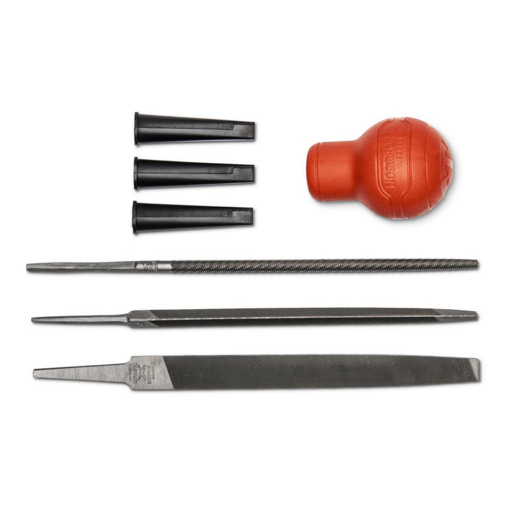 Crescent 7 Piece File Set with Short Round File Handle FLSTGL6 - Acme Tools