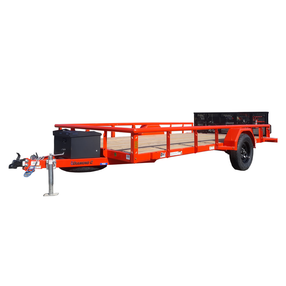 Diamond C PSA135 12 Foot Single Axle Utility Trailer, Orange ...