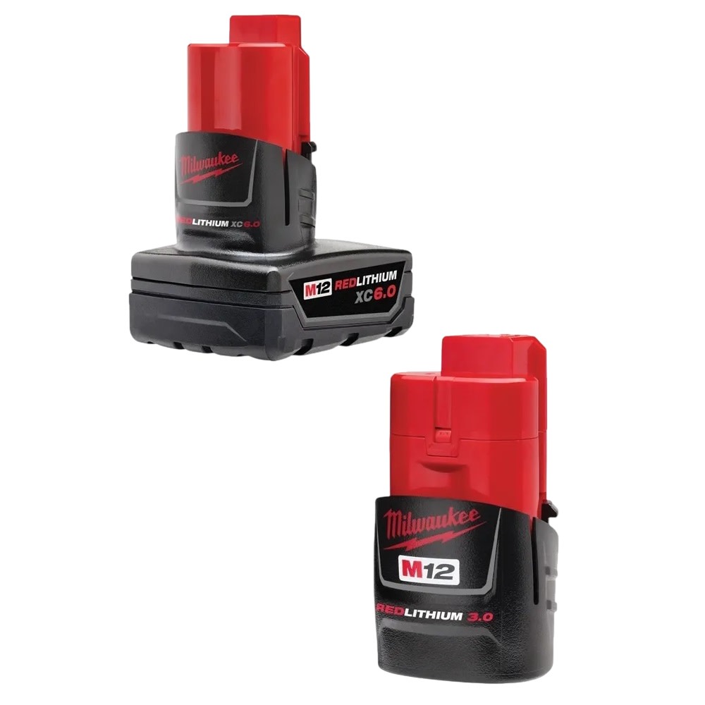 Milwaukee M12 REDLITHIUM XC 6Ah Extended Capacity and 3Ah Compact ...