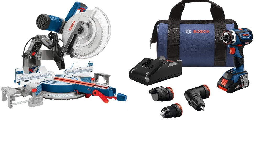 Bosch 12in Miter Saw with 18V EC Flexiclick 5 In 1 Drill/Driver System ...
