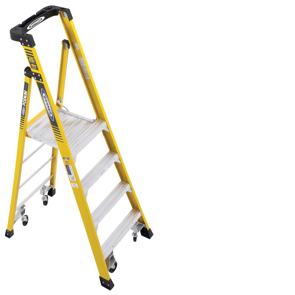 Werner Podium 4-ft Fiberglass 375-lb Type IAA Platform Ladder PD7304-4C ...