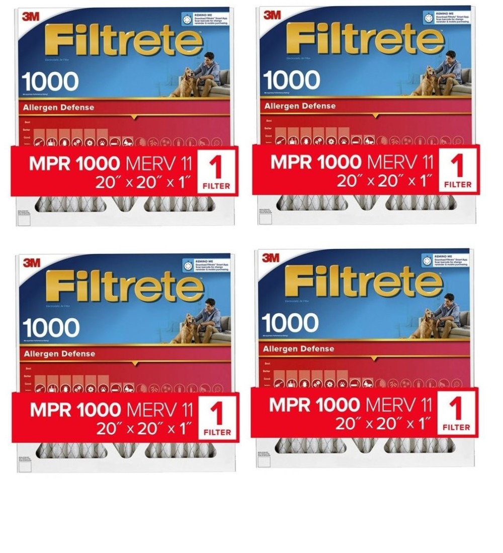 3M Filtrete 1000 MPR 20 x 20 x 1 Inch Allergen Defense Air Filter 4 Pack 9802-4 - Acme Tools