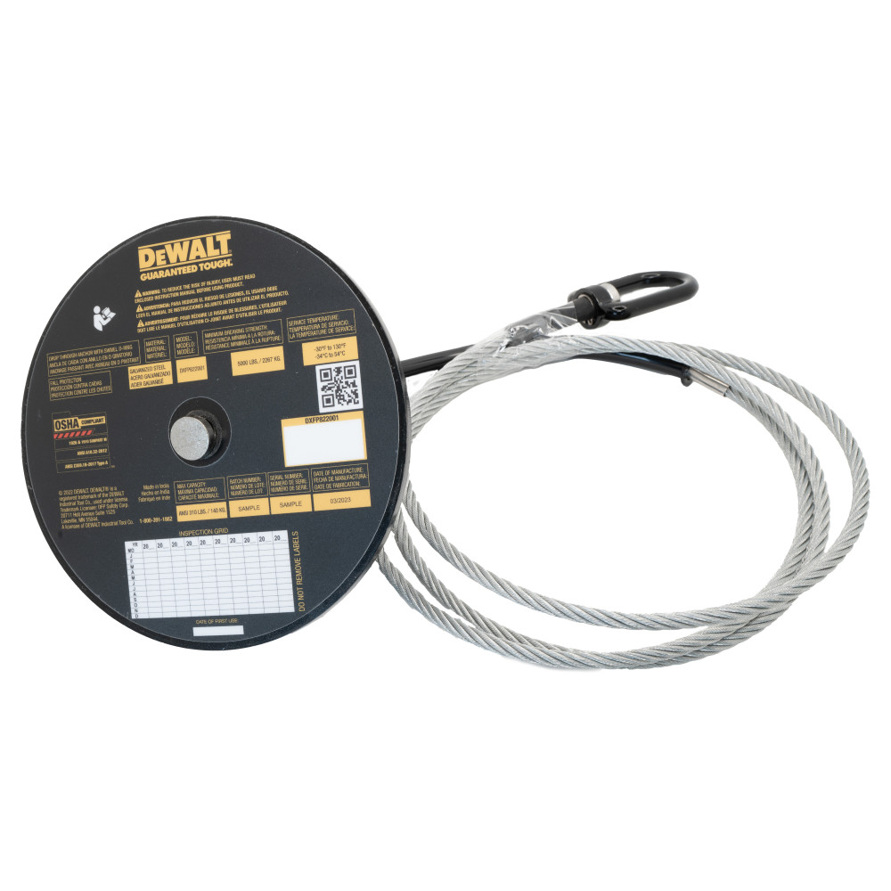 DEWALT Drop Through Anchor with 6 in Plate & 6 ft Cable DXFP822001 ...