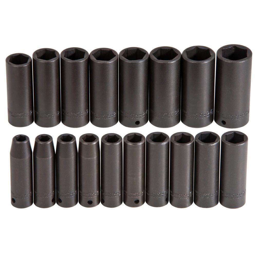 Proto 1/2 in Drive 18 Piece Deep Impact Socket Set 6 Point J72149M ...