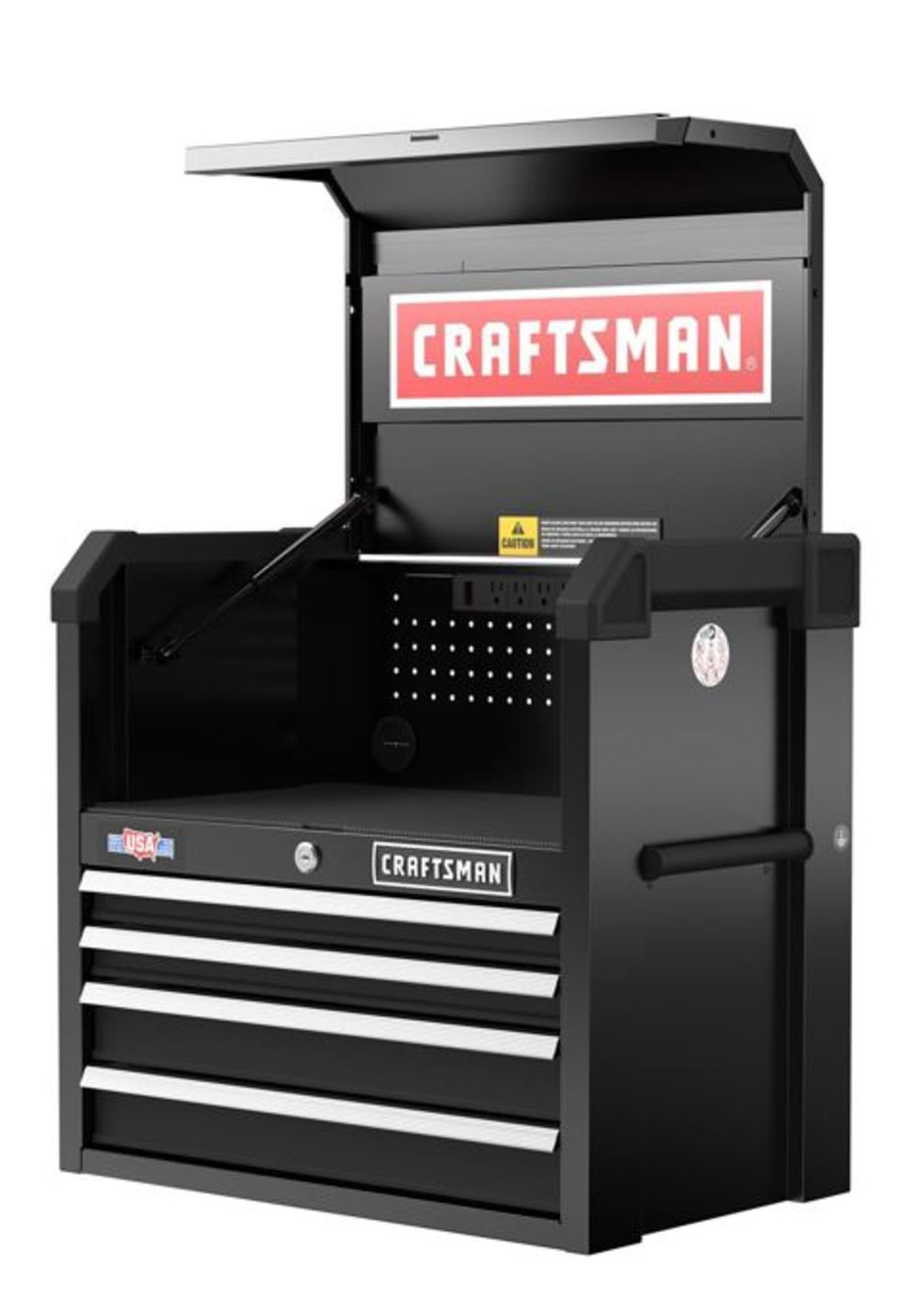 CRAFTSMAN S2000 26 Inch 4-Drawer Black Chest with Light & Divider ...