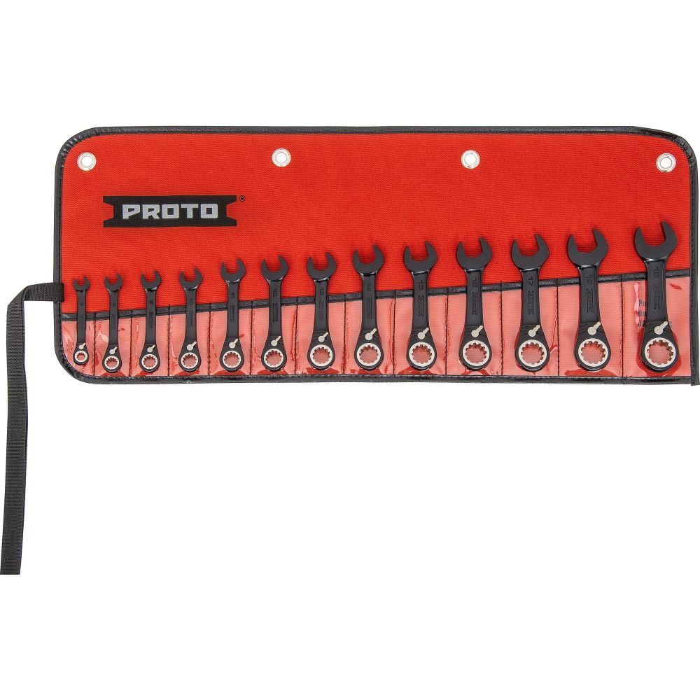 Proto 13 Piece Metric Combination Stubby Reversible Ratcheting Wrench ...
