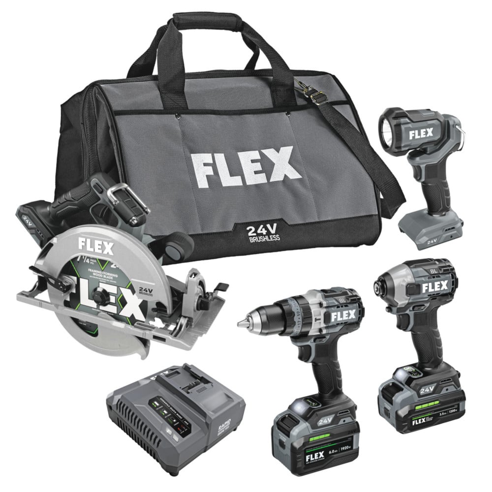 FLEX 24V Stacked Lithium Battery 4 Tool Combo Kit FXM403-2G - Acme Tools