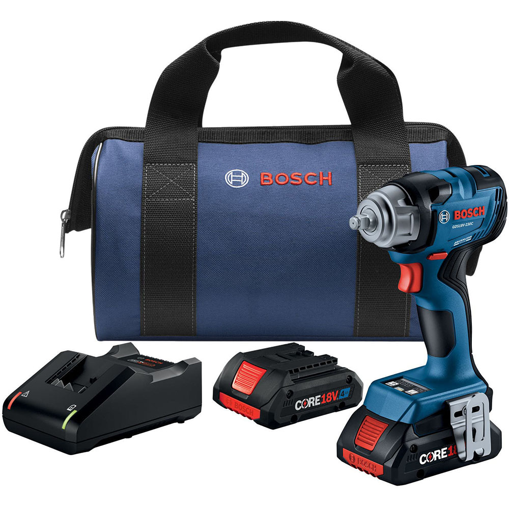 Bosch 18V 3/8 Inch Impact Wrench Kit with Friction Ring GDS18V-230CB24 ...