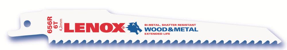 Lenox 6 In. x 3/4 In. x 0.050 In. 6TPI Reciprocating Blade 20573S656R ...